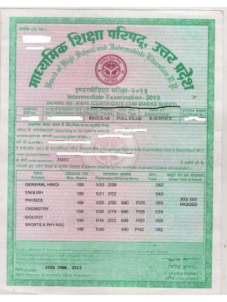10th Marks Sheet Dummy | PDF