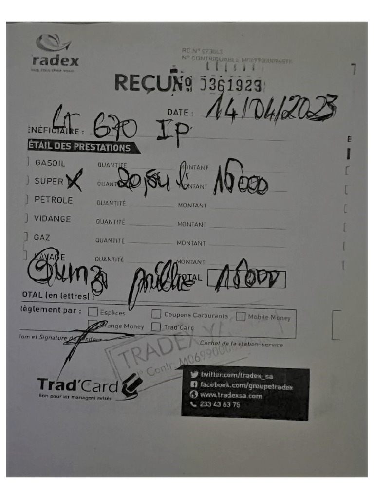 Fuel Receipt CK | PDF