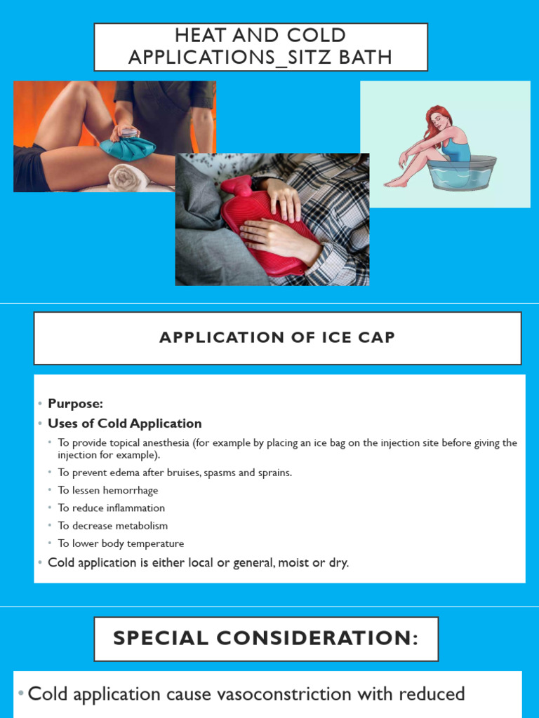 Heat and Cold Application Sitz Bath | PDF | Ice | Hypothermia