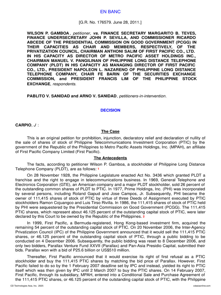 Gamboa v. Teves | PDF | Preferred Stock | Stocks