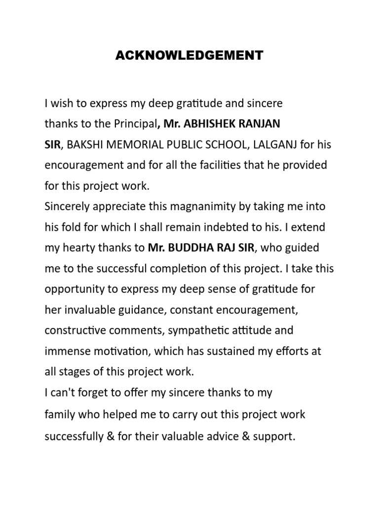 Student Project Acknowledgement Pdf