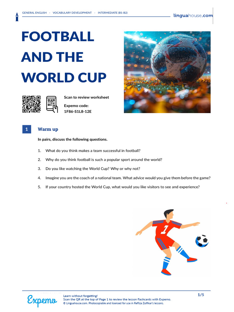 Football and The World Cup British English Teacher B1 B2 | PDF ...