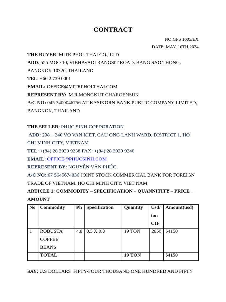 CONTRACT .1 | PDF | Business | Trade