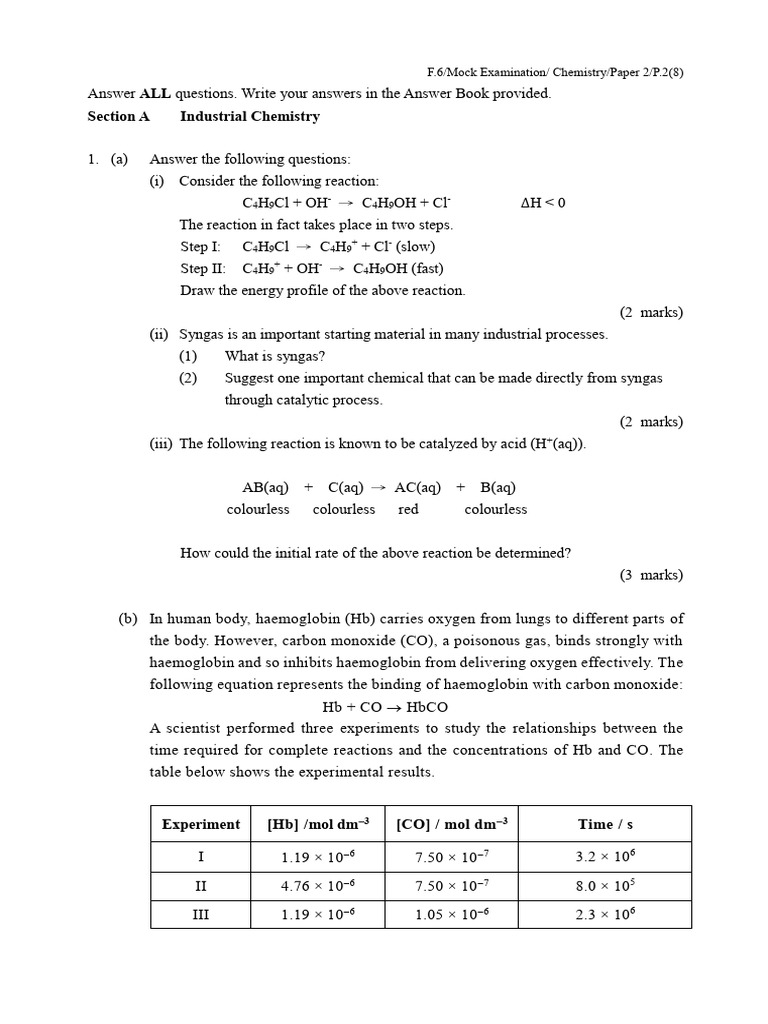 Chemistry Mock Paper II 3 | PDF | Chemistry | Physical Sciences
