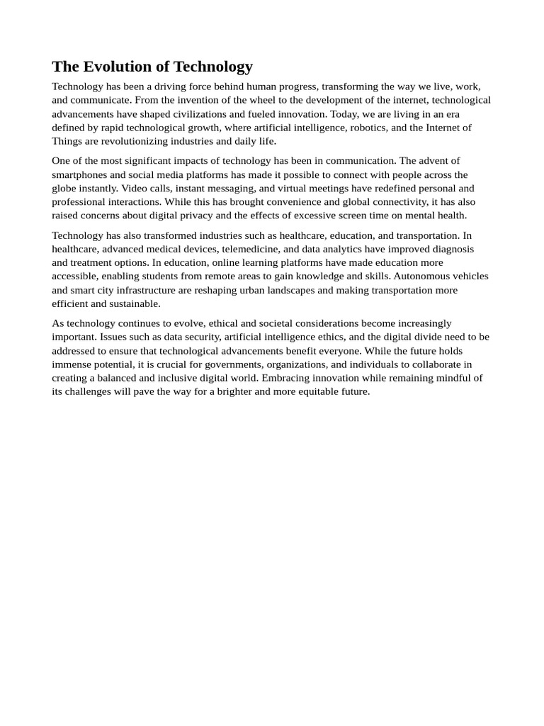 The Evolution of Technology | PDF