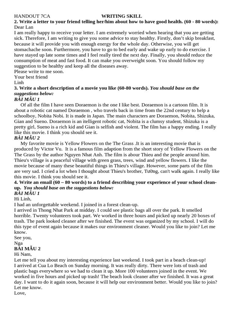 G7 Writing Skill PDF Pizza Drink