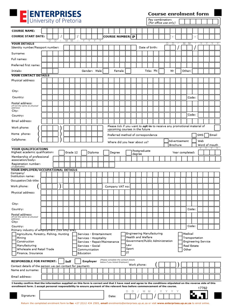 Course Enrolment Form Instructions | PDF | Payments | Credit Card