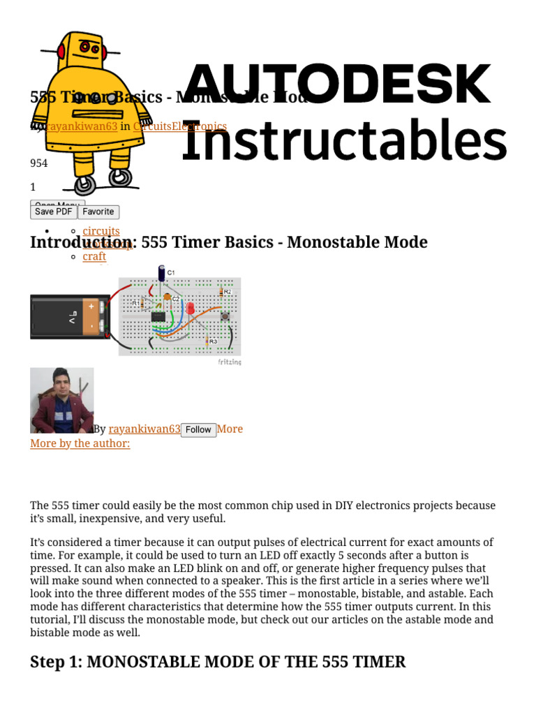 555 Timer Basics - Monostable Mode - 3 Steps - Instructables | PDF | Electrical Engineering ...