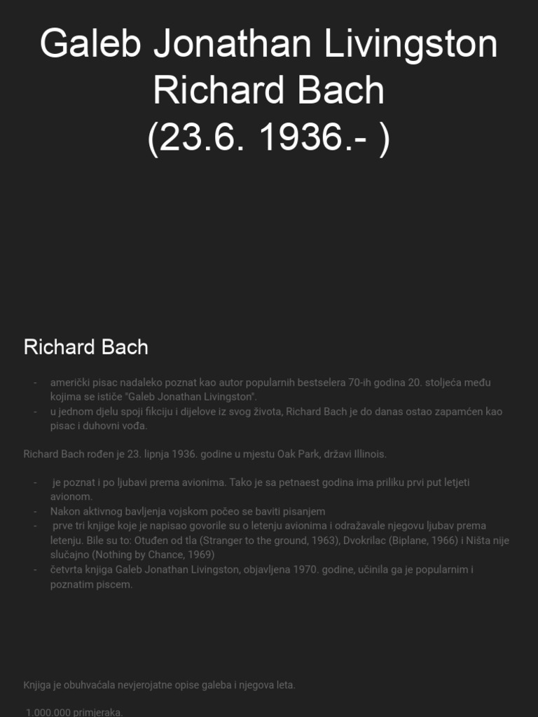 Galeb Jonathan Livingston Richard Bach (23.6. 1936.-) | PDF