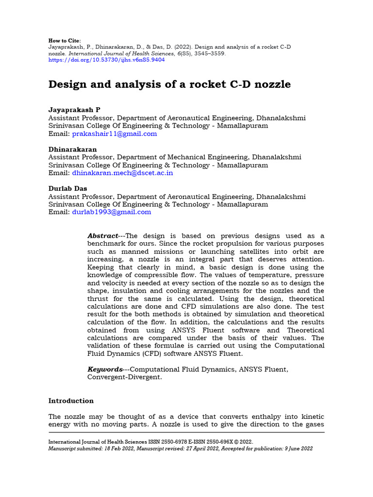 Rocket C-D Nozzle Design Analysis | PDF | Fluid Dynamics | Classical ...