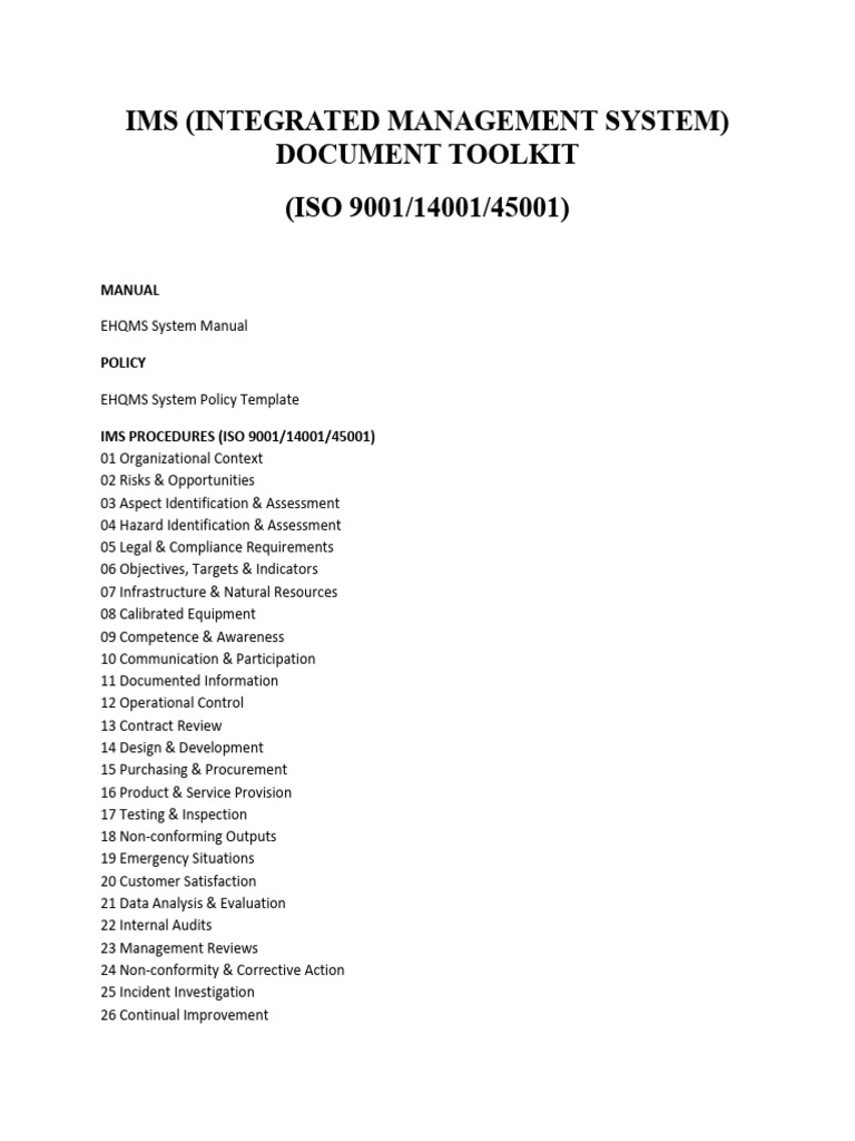 IMS Documentation Toolkit List | PDF | Internal Audit | Audit