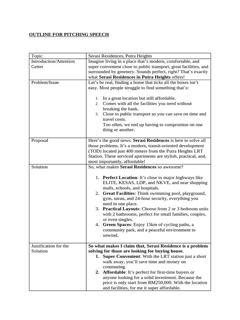 Pitching Speech Outline - 2021673564 | PDF | Transport | Urban Planning