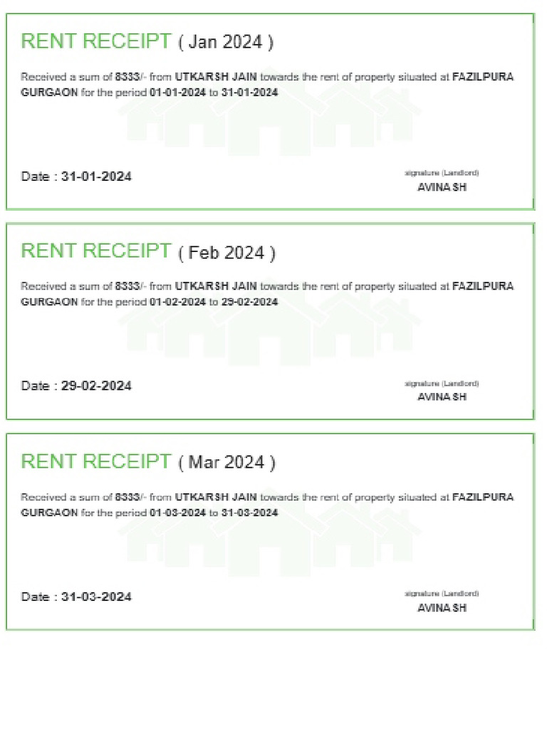 Rent Receipt 2024-2025 | PDF