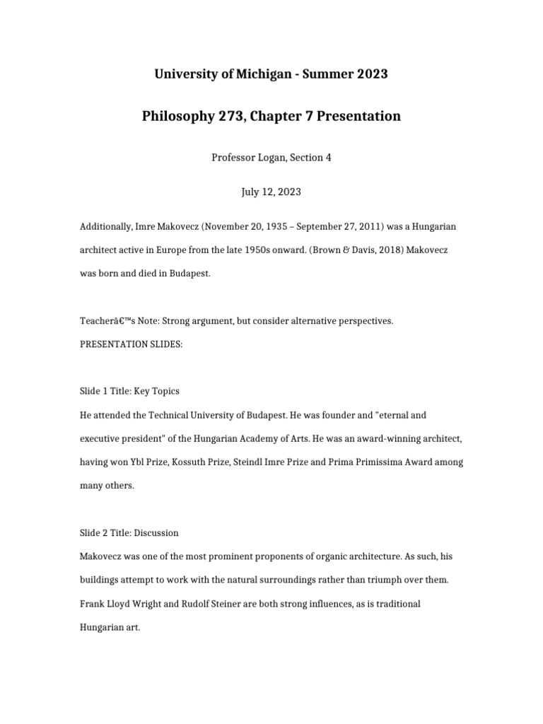 Philosophy 273 Chapter 7 Presentation | PDF
