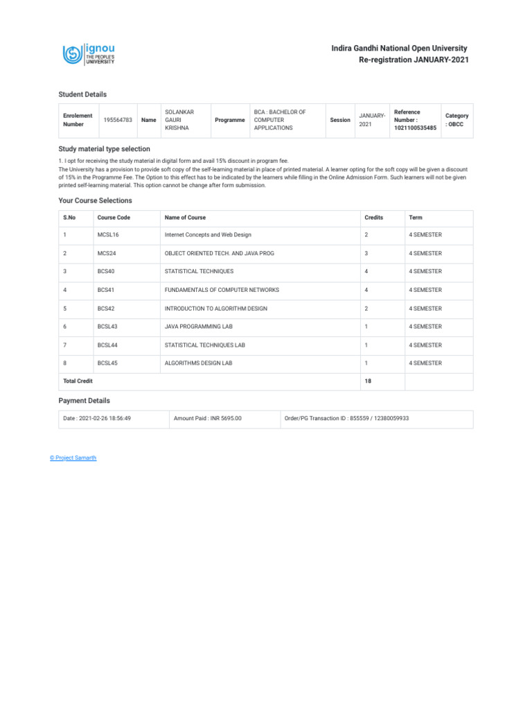 fee receipt 4th sem | PDF | Computing