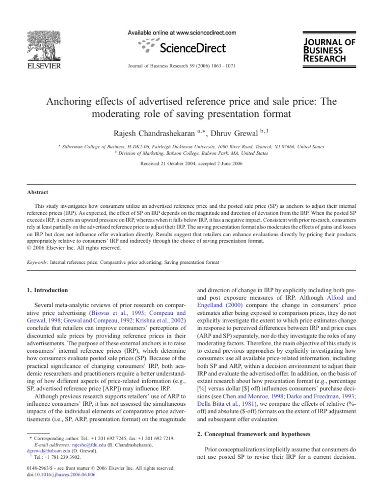 Impact of Price Anchors on Consumer Behavior | PDF | Cognition