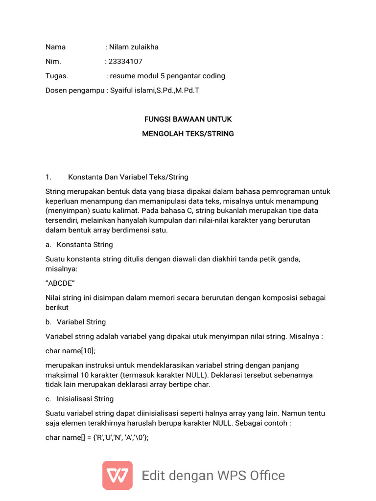 Tugas Resume Modul 5 Pengantar Coding | PDF