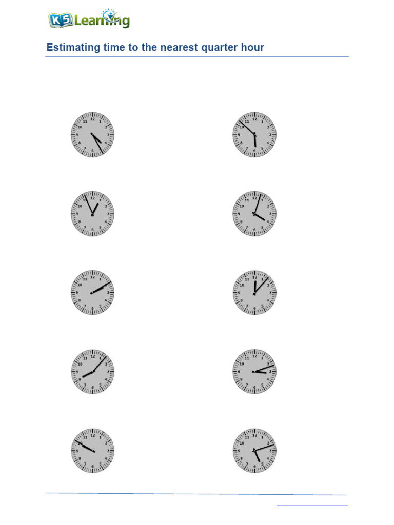 Grade 3 Time Estimation Worksheet | PDF