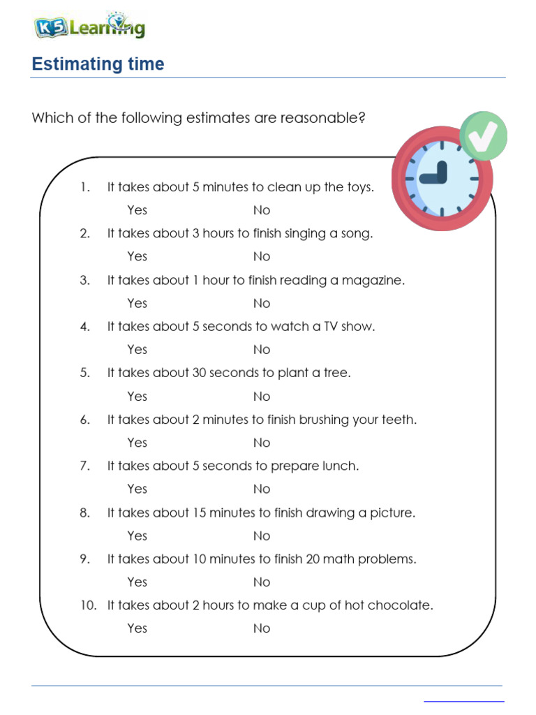 Grade 3 Estimating Time A | PDF