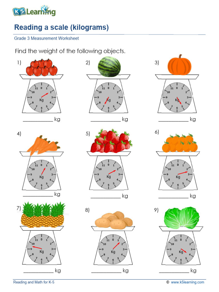 Grade 3 Weight Reading Worksheet | PDF