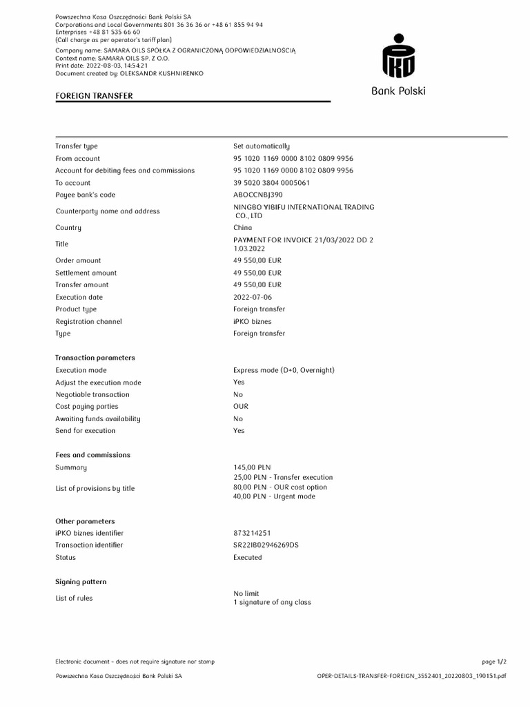 Corporate Foreign Transfer Details | PDF | Payments | Economies