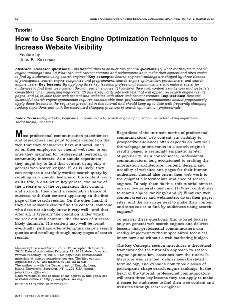 How_to_Use_Search_Engine_Optimization_Techniques_to_Increase_Website_Visibility | PDF | Search ...