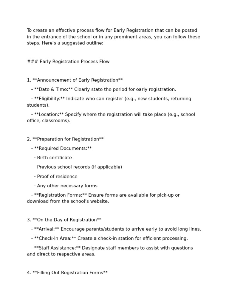 Early Registration Process Flow Guide | PDF | Birth Certificate
