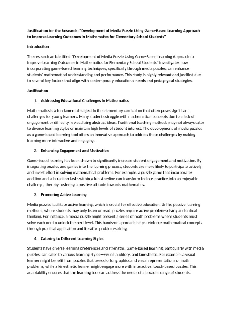 Game-Based Learning in Math Puzzles | PDF | Learning | Teaching Mathematics