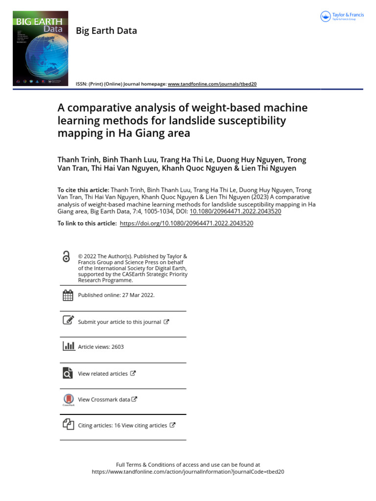 A comparative analysis of weight-based machine learning methods for landslide susceptibility ...
