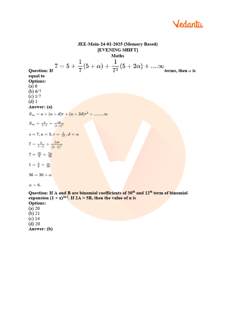 MATHS 24 JAN EVENING | PDF | Mathematical Concepts | Mathematical Analysis