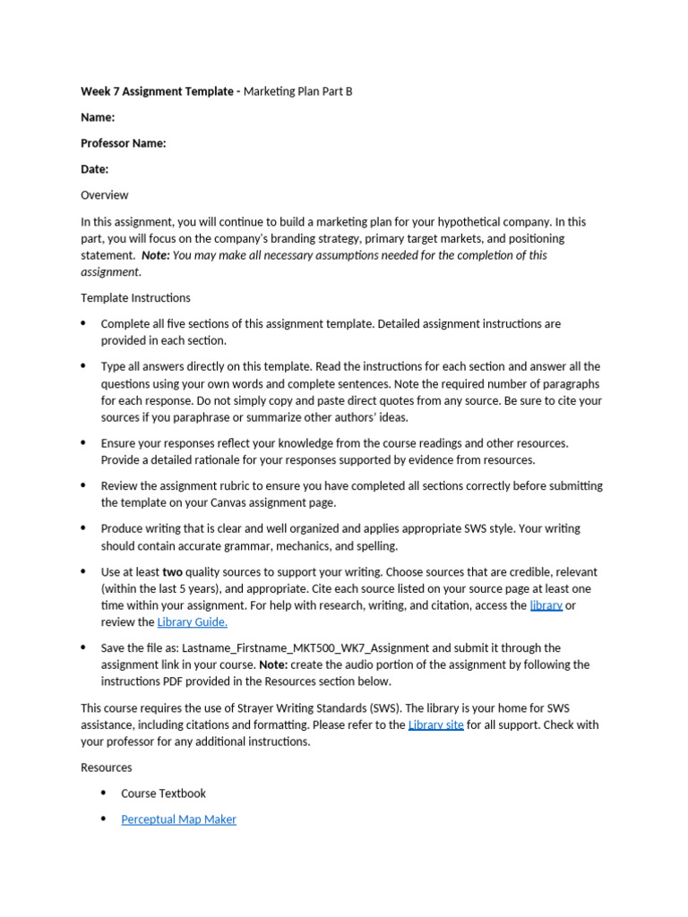 Week 7 Assignment Template | PDF | Brand | Sustainability