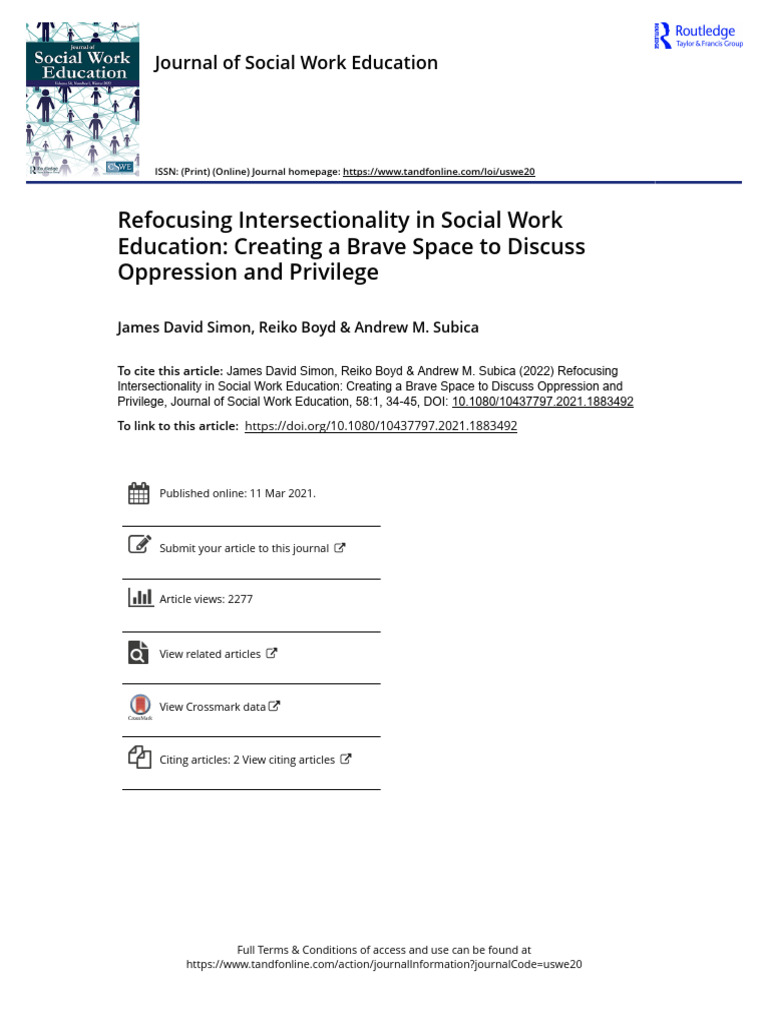 Refocusing Intersectionality in Social Work Education Creating A Brave ...
