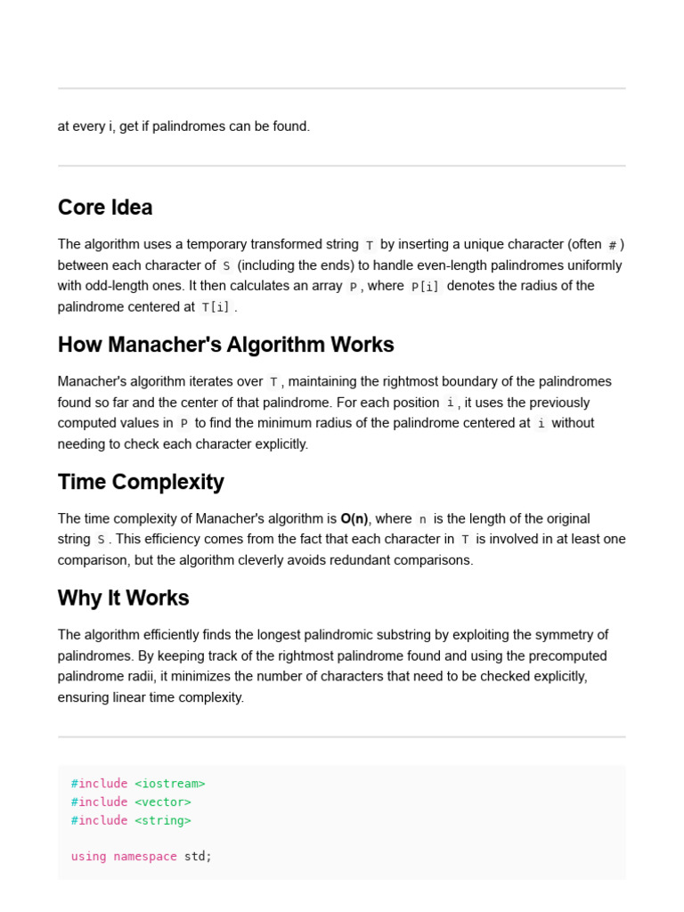 Manacher Algo Overview | PDF