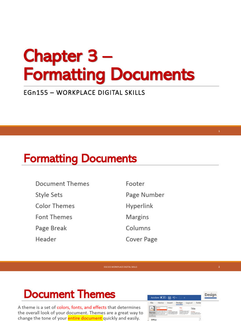 Chapter 3 Formatting Documents | PDF | Hyperlink | Page Layout