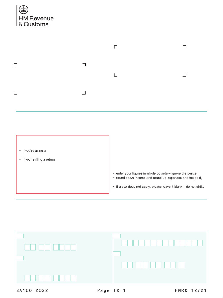 SA100 Tax Return Guide 2022 | PDF | Taxes | Pension