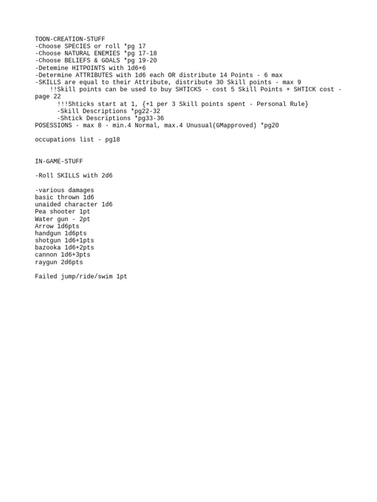 TOON Character Quick | PDF