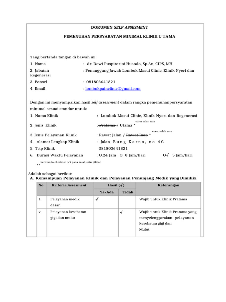 21 Masui Self Assesment Klinik | PDF