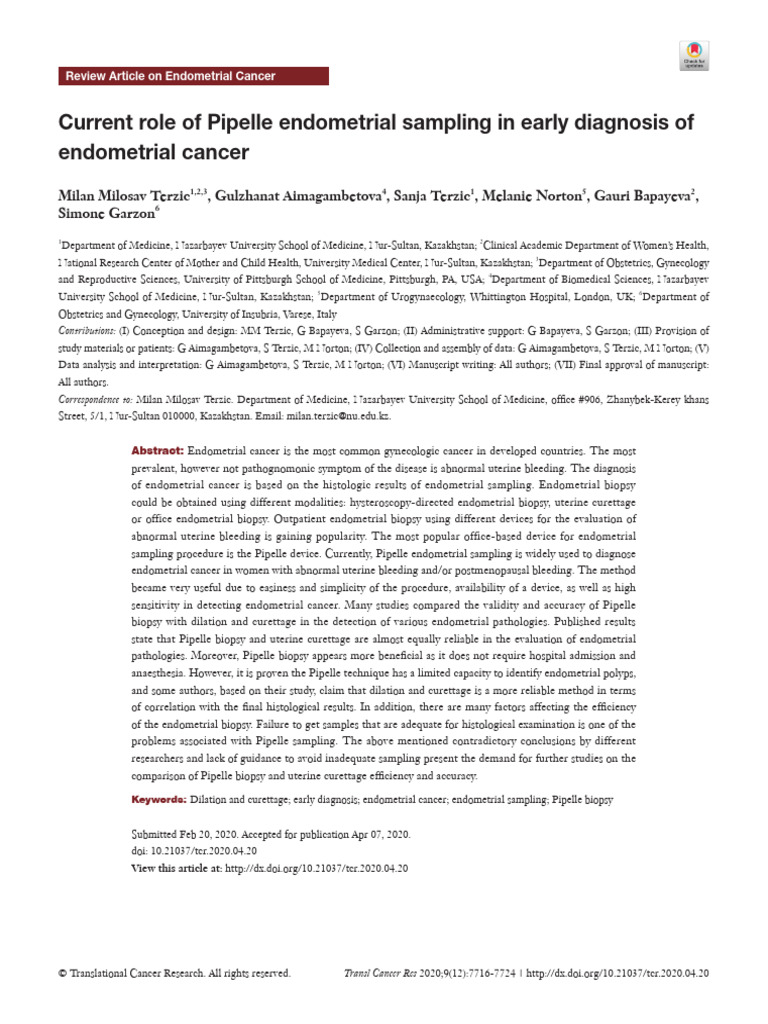 DMF 25 Part 14 Endometrial Literature 01 | PDF | Biopsy | Diseases And Disorders