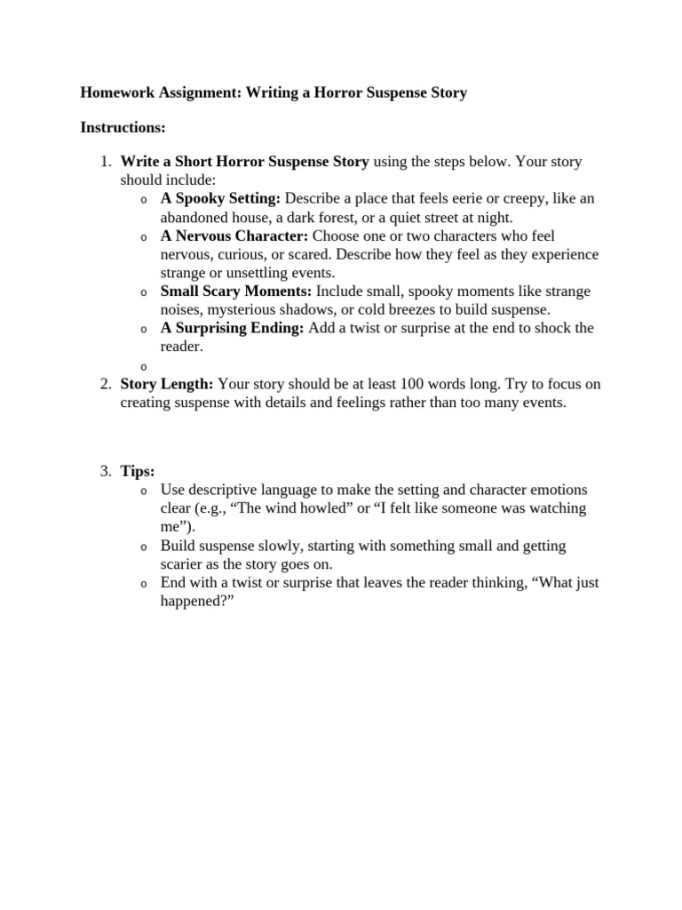 Horror Writing Homework | PDF