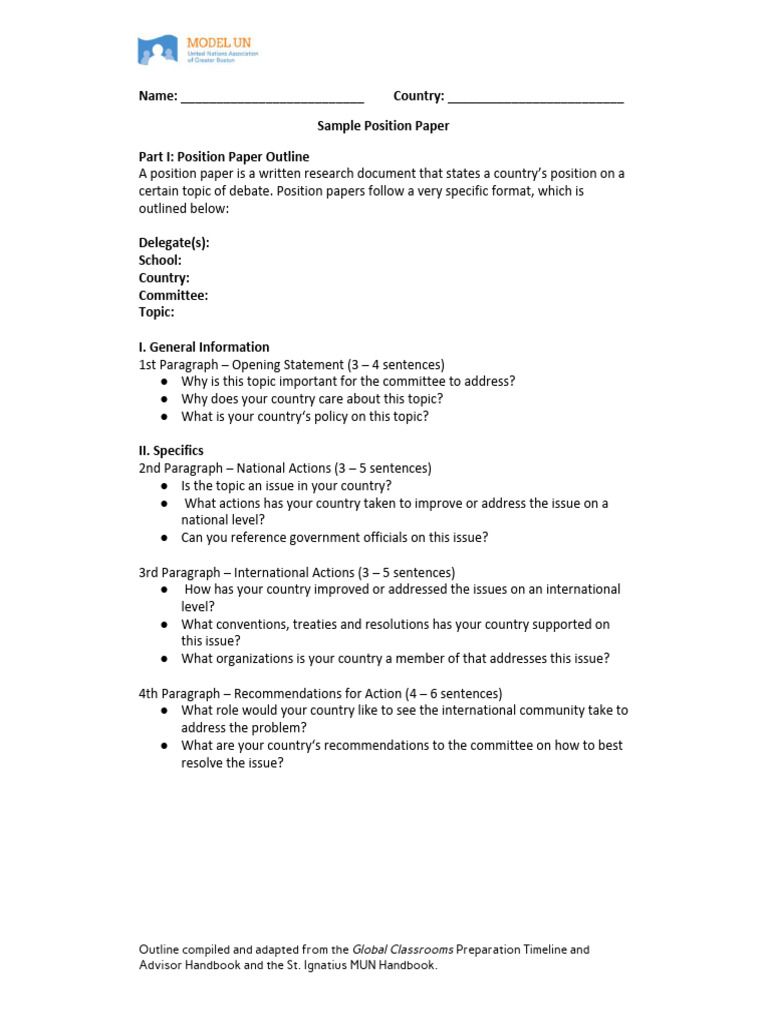 Position Paper Sample and Guidelines_1 | PDF
