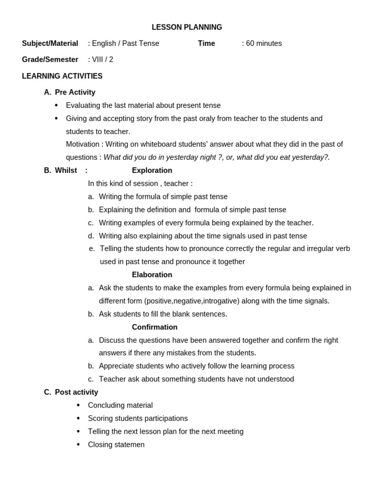 LESSON PLAN RPP NONFORMAL 2 R | PDF