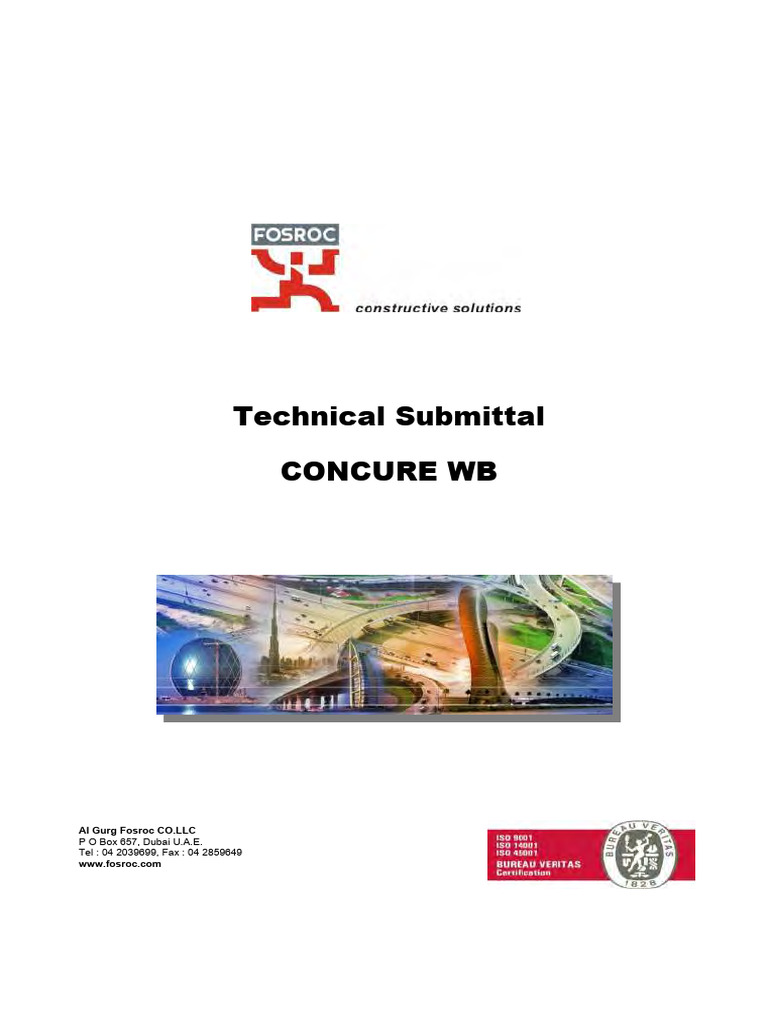 Curing Compound MAR-For Fosroc Concure WB | PDF | Concrete | Materials