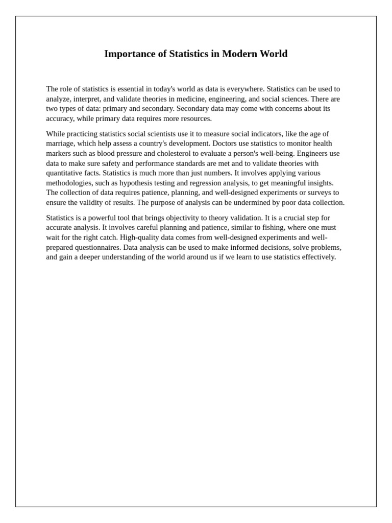 Importance of Statistics Today | PDF