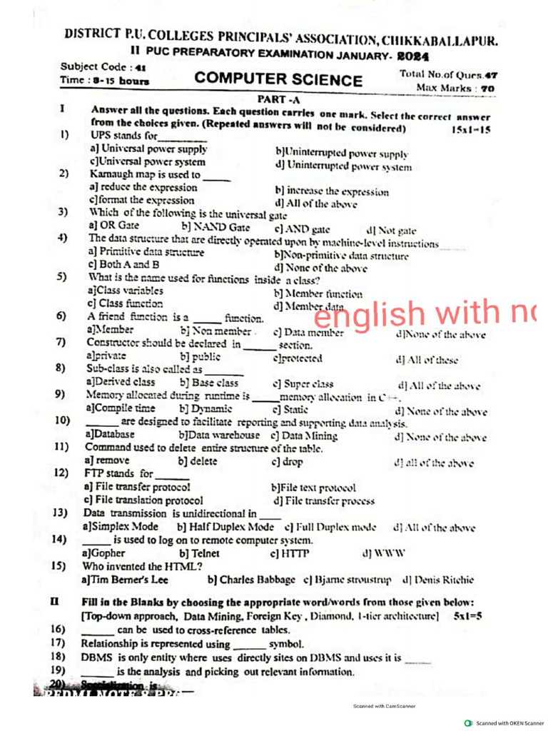 CS Chikkaballapura Pre QP | PDF