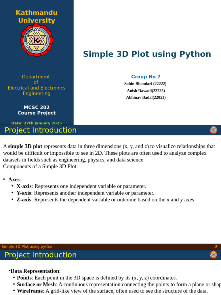Simple 3D Plot Using Python: Kathmandu University | PDF | 3 D Computer Graphics | Engineering