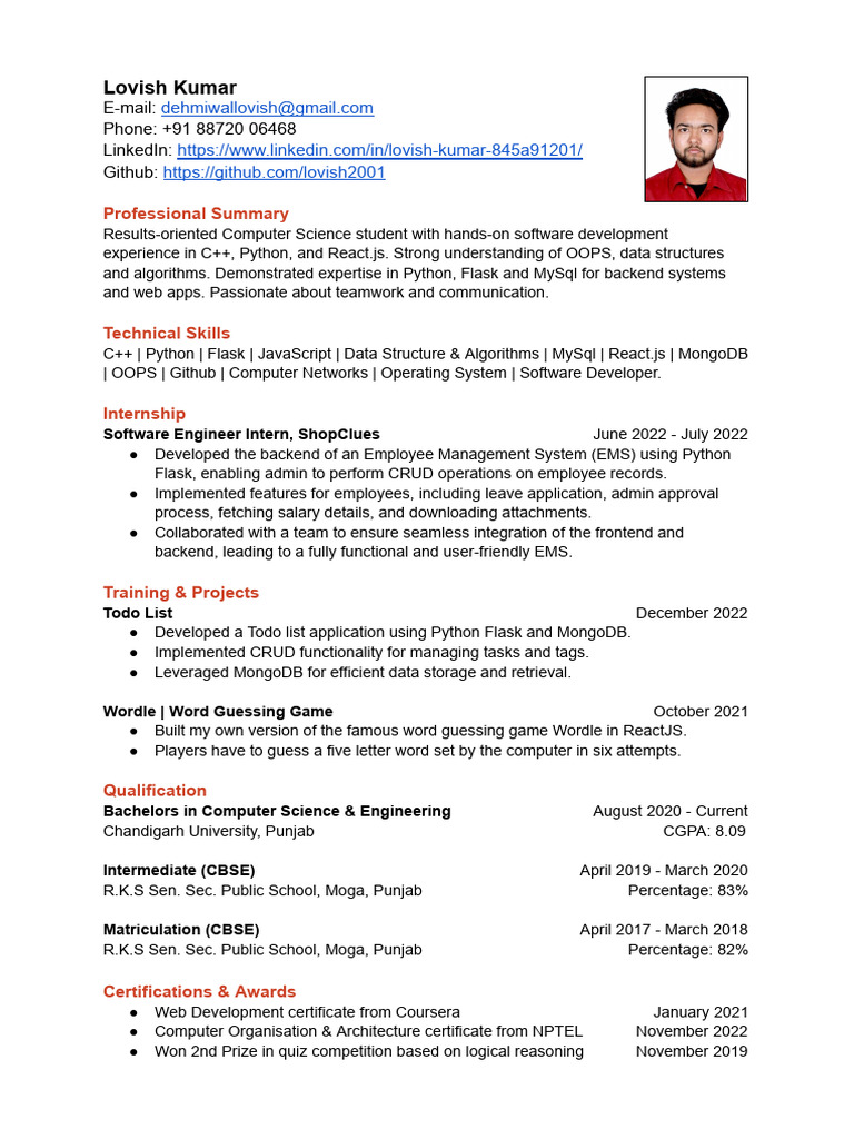 Lovish Kumar: Professional Summary | PDF | Web Development | Computer ...
