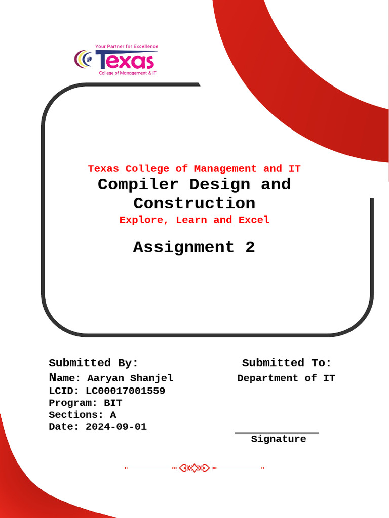 AaryanShanjel-Compilier-Assignment-2 | PDF | Program Optimization | Parsing