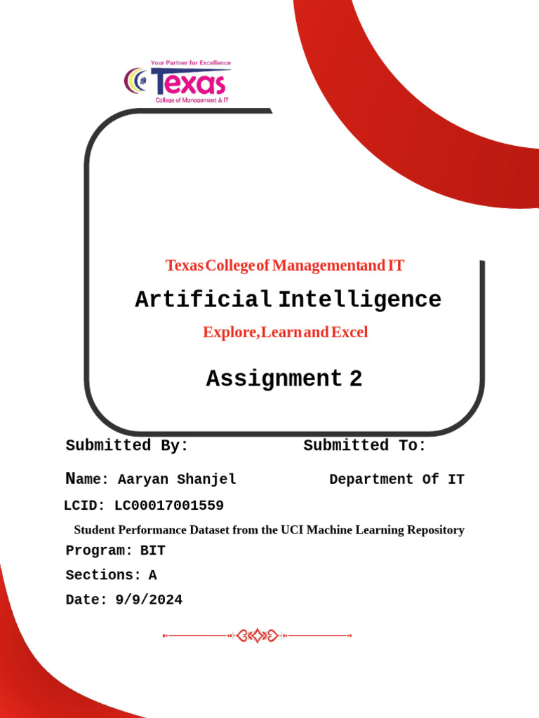 Asiign2 Aaryan Ai | PDF | Machine Learning | Cognition