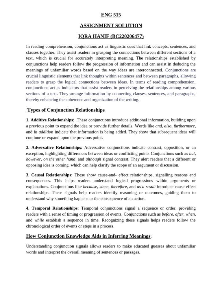 assignment 515 final | PDF | Reading Comprehension | Information