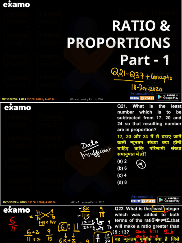 ? PDF Class Notes Ratio and Proportion - 3 PDF | PDF